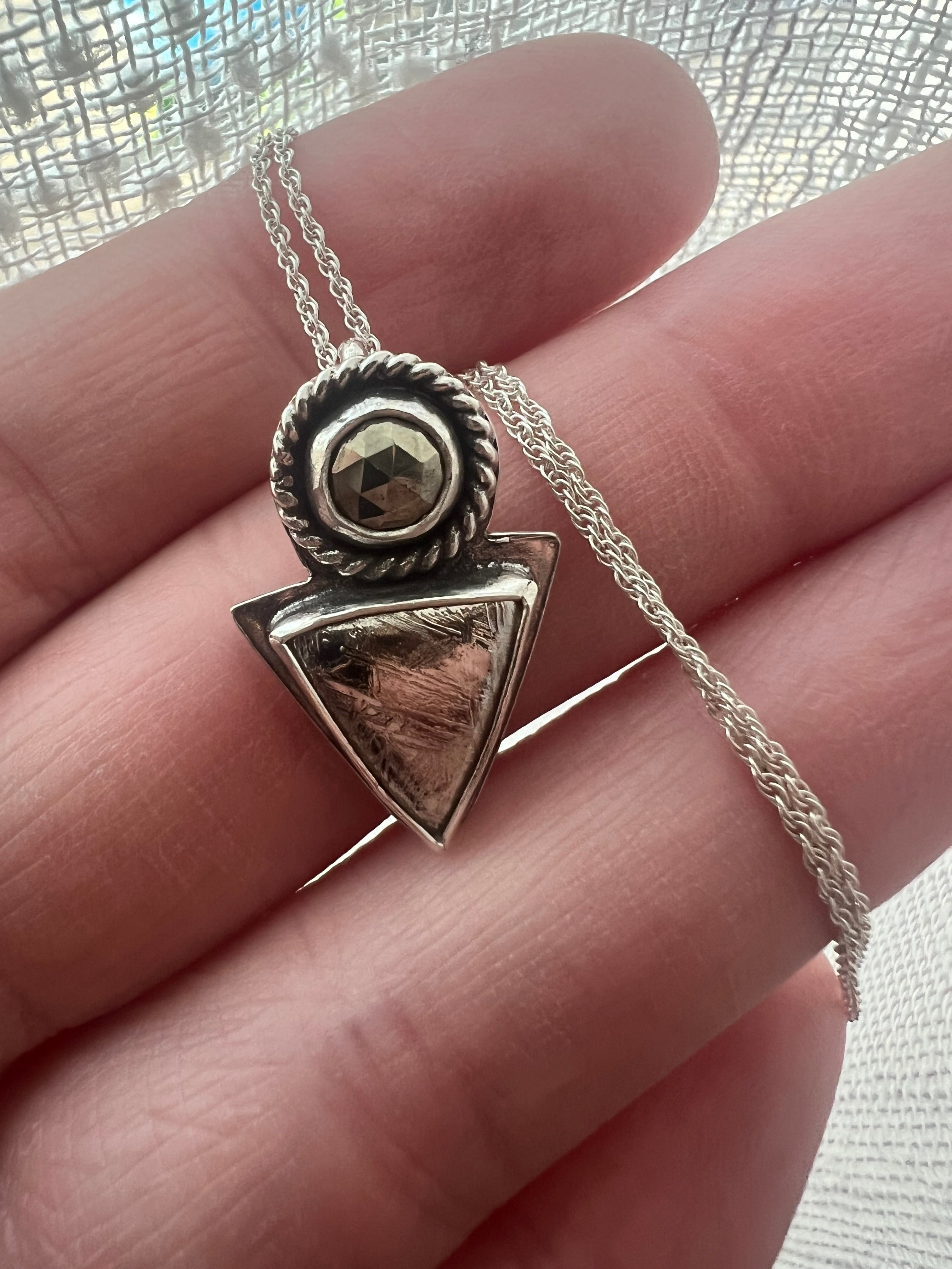 meteorite pyrite necklace – cauw studio